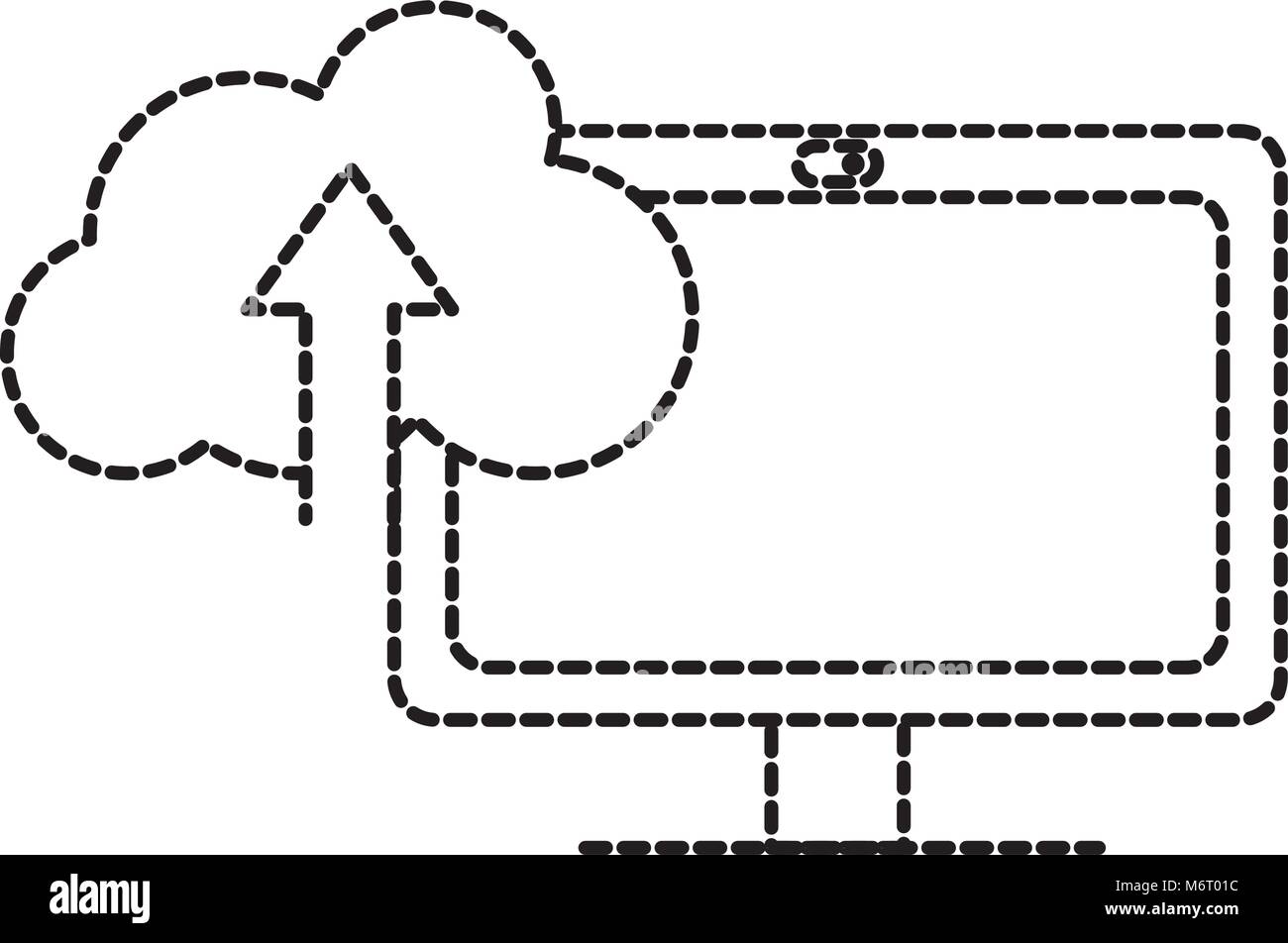 dotted shape computer technology with cloud data loading vector ...