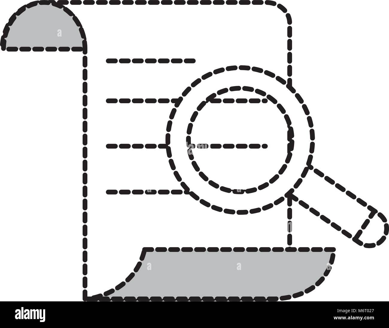 dotted shape document information paper with magnifying glass vector ...