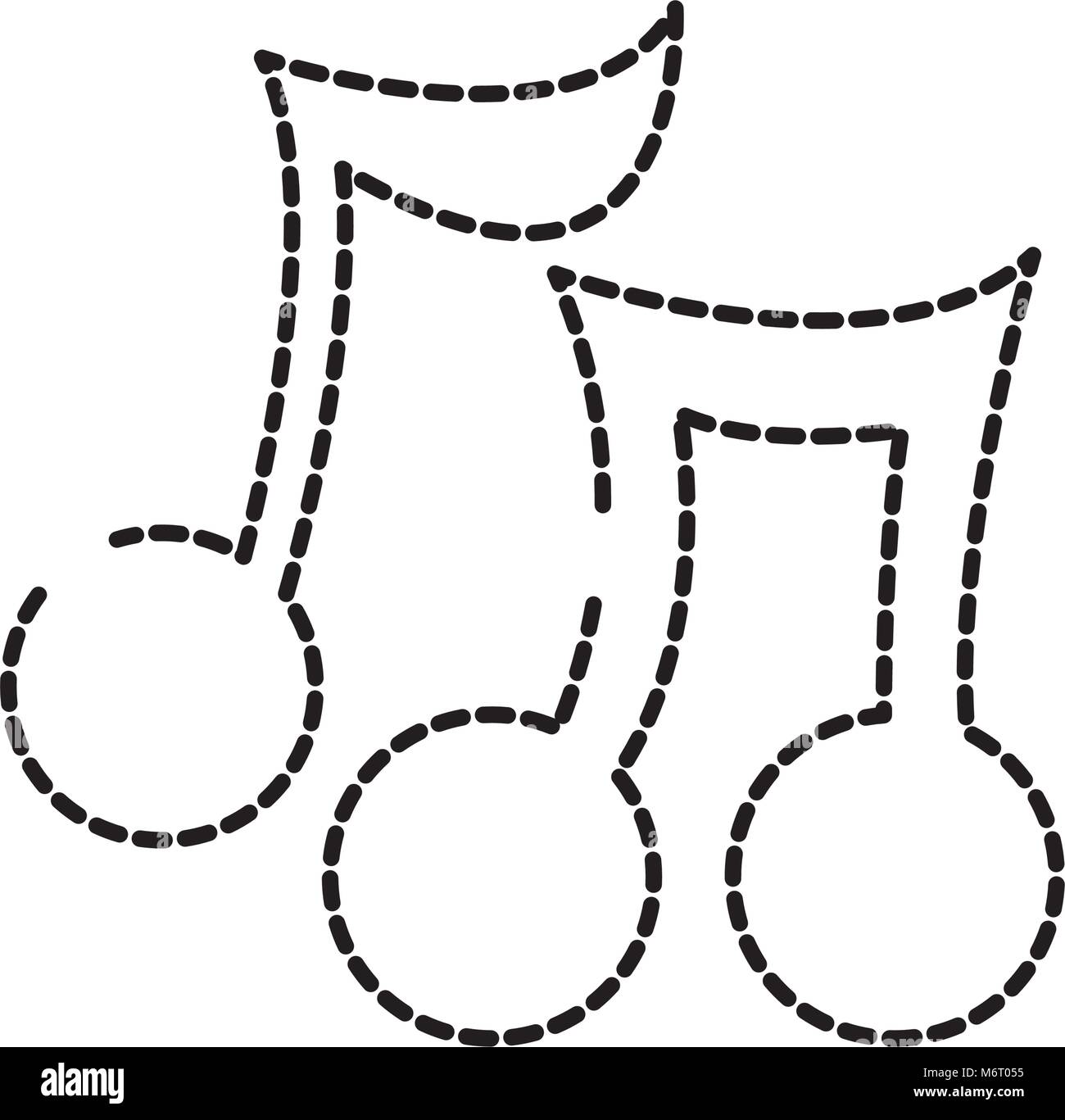 dotted shape music notes tone with sound rhythm vector illustration ...