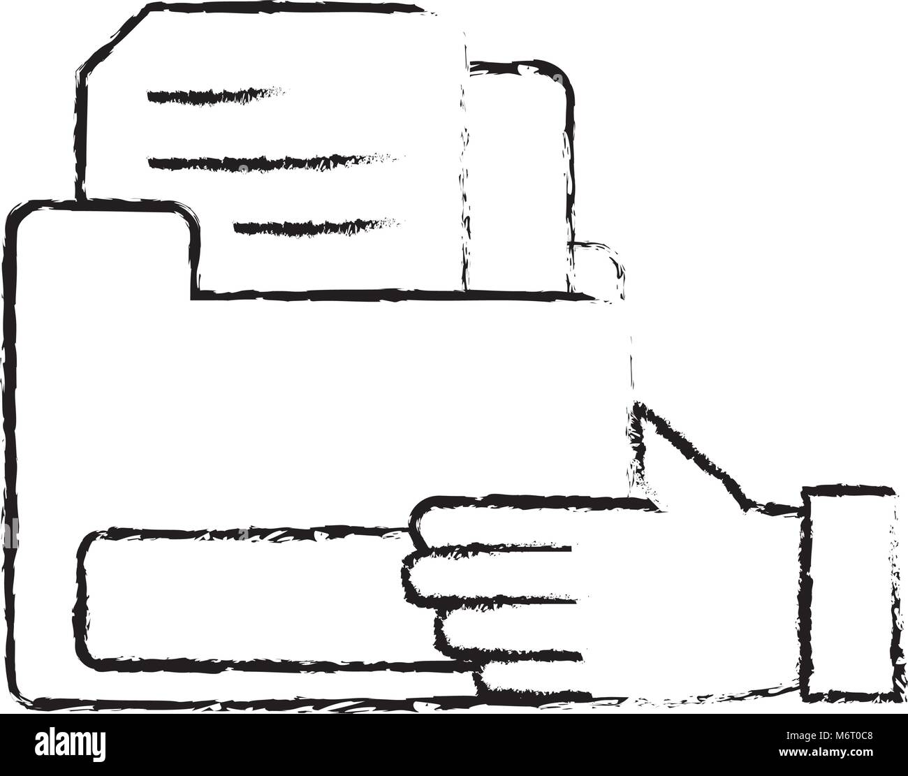 grunge man hand with file folder document vector illustration Stock ...