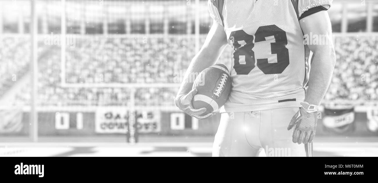 Closeup Portrait of a strong muscular American Football Player on big ...