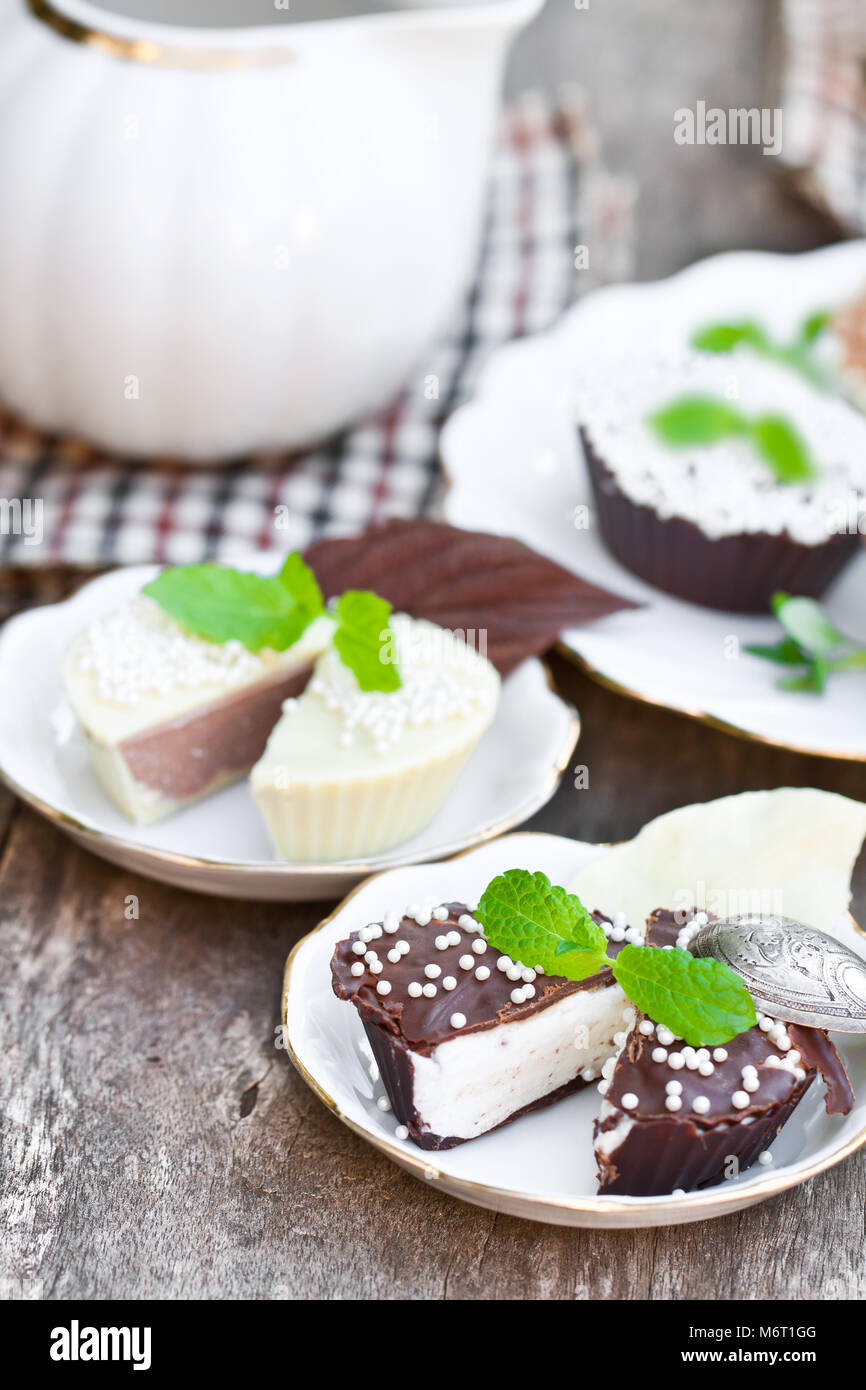 Homemadechocolate candies with sweet cheese cream Stock Photo - Alamy
