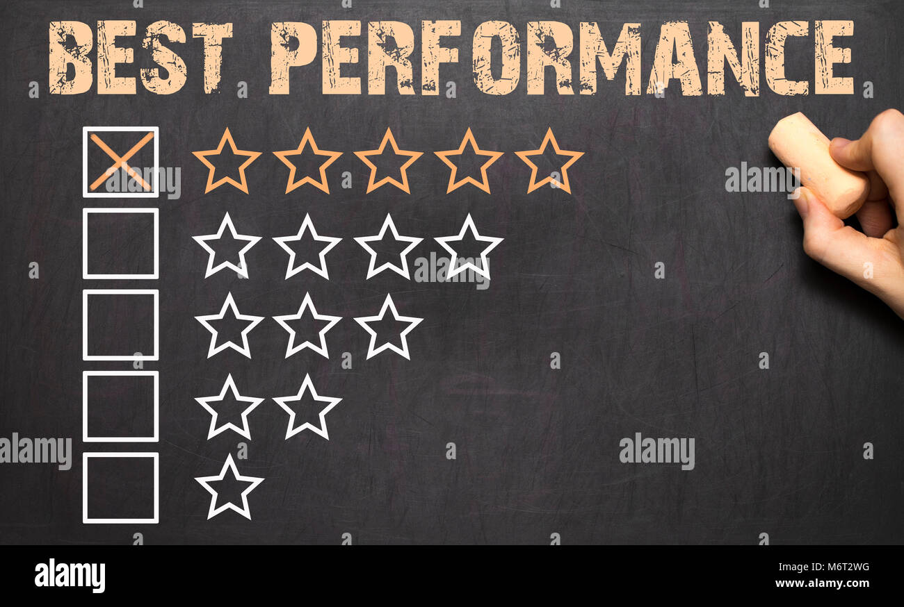 Best Performance five golden stars on Chalkboard Stock Photo - Alamy