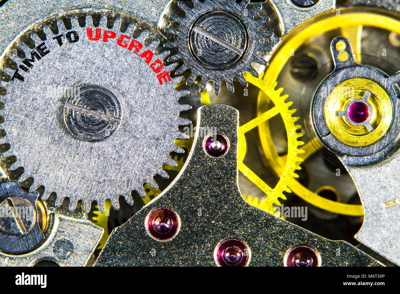 The clockwork old mechanical high resolution with words Time to Upgrade ...