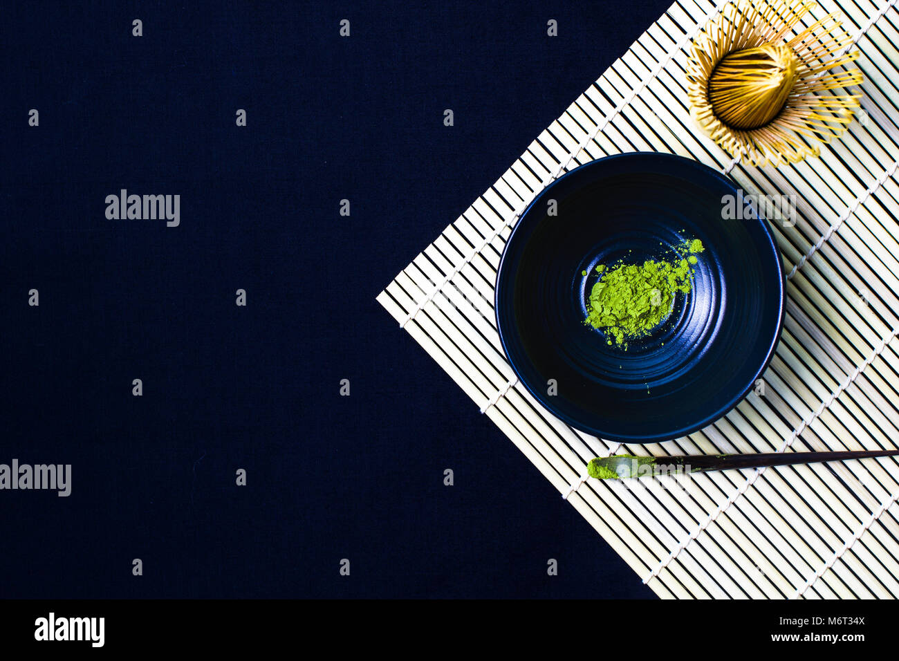 Japanese matcha green tea background from top view with copy space ...