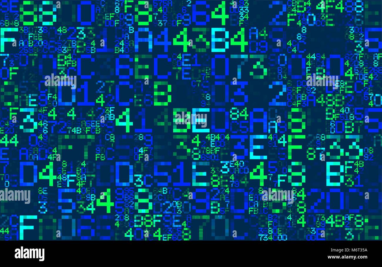 Vector Blue Hexadecimal Computer Code Abstract Matrix Background Hacker Attack Generated