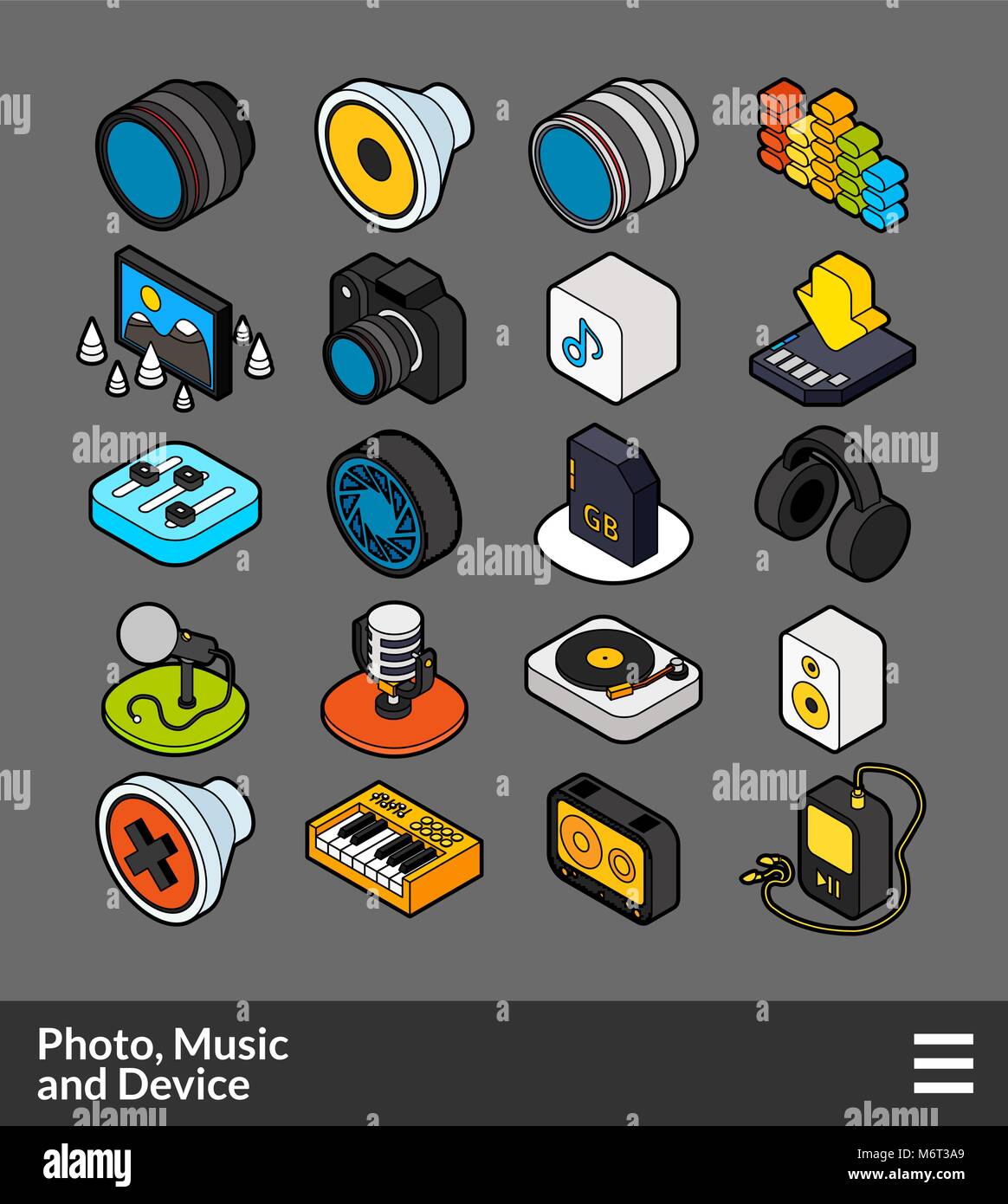 Isometric outline color icons set Stock Vector Image & Art - Alamy