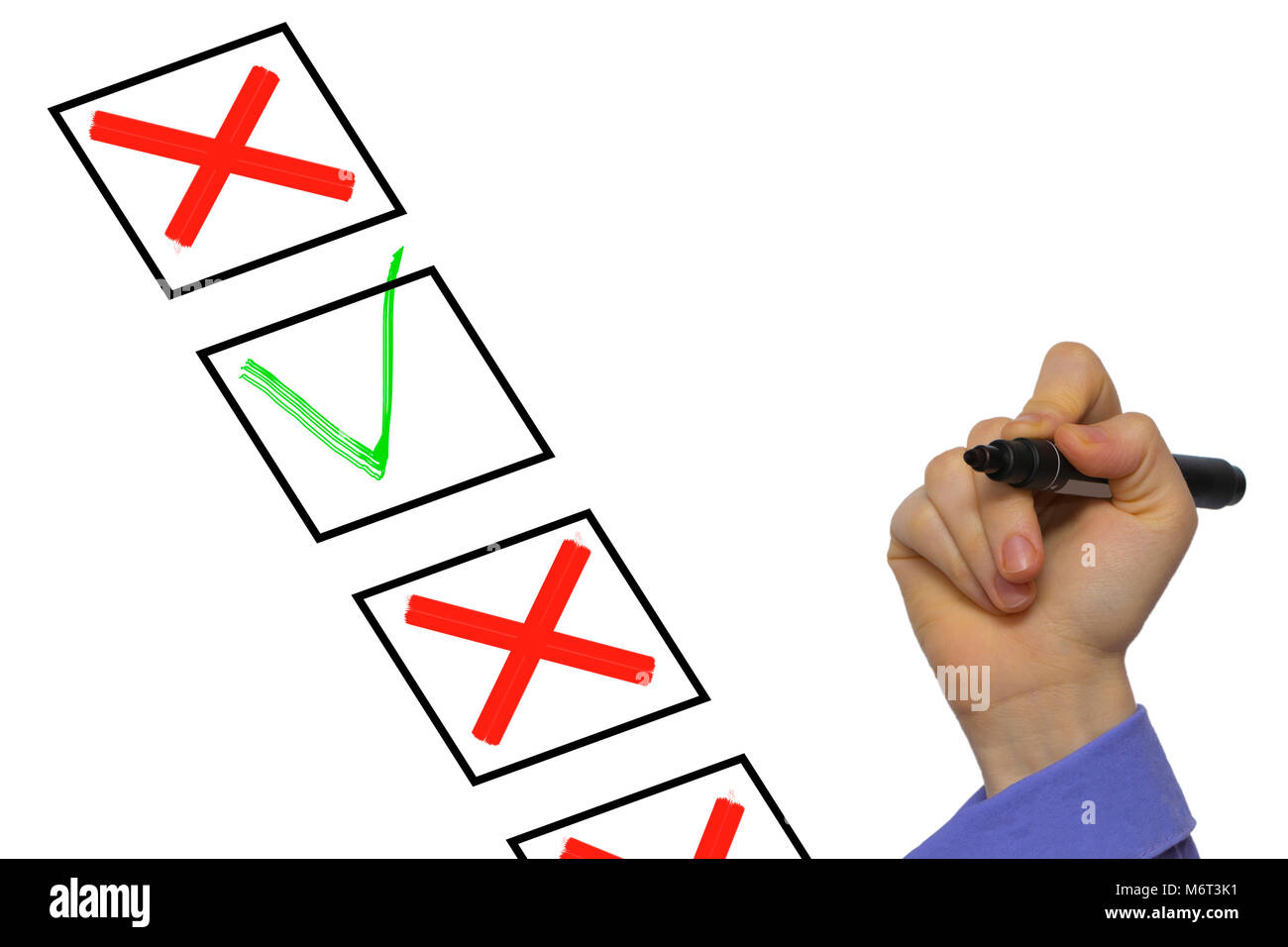 Checkbox with crosses and ticks isolated on white background Stock ...