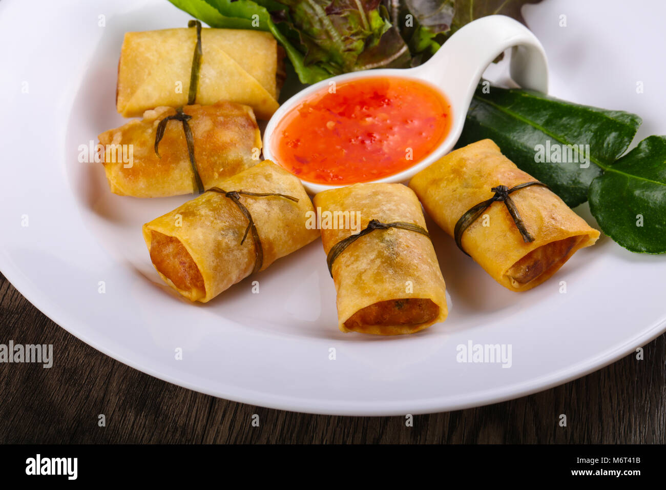 Traditional Asian spring roll with shrimps and vegetables Stock Photo ...