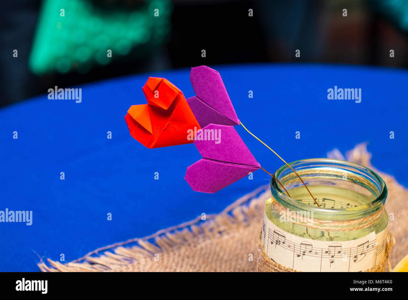 Symbol of love on sweet blue background, greeting card, Flat design ...
