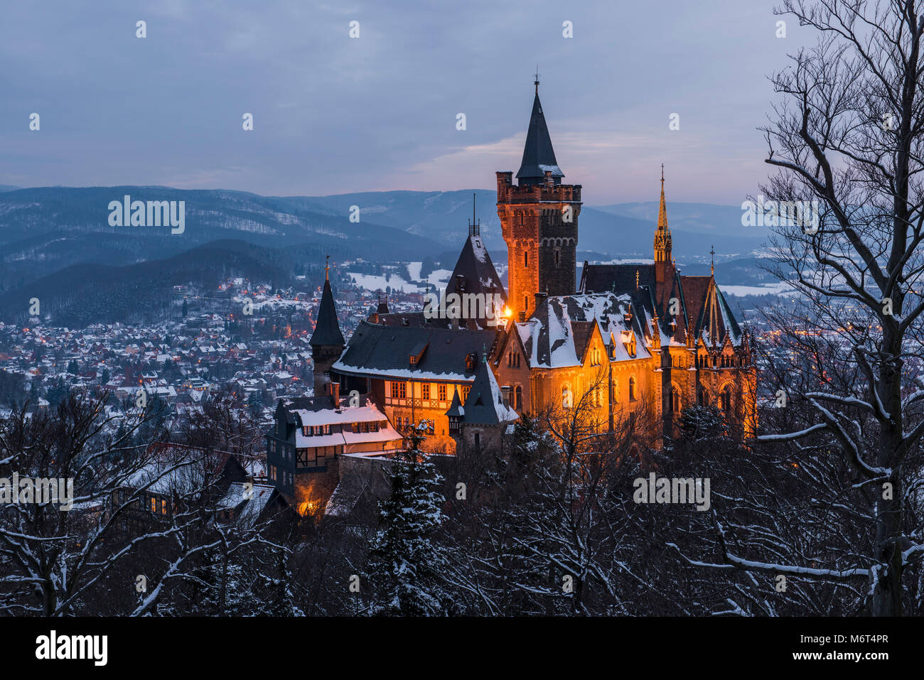Wernigerode, Germany - February 6, 2018: Castle Wernigerode in winter ...