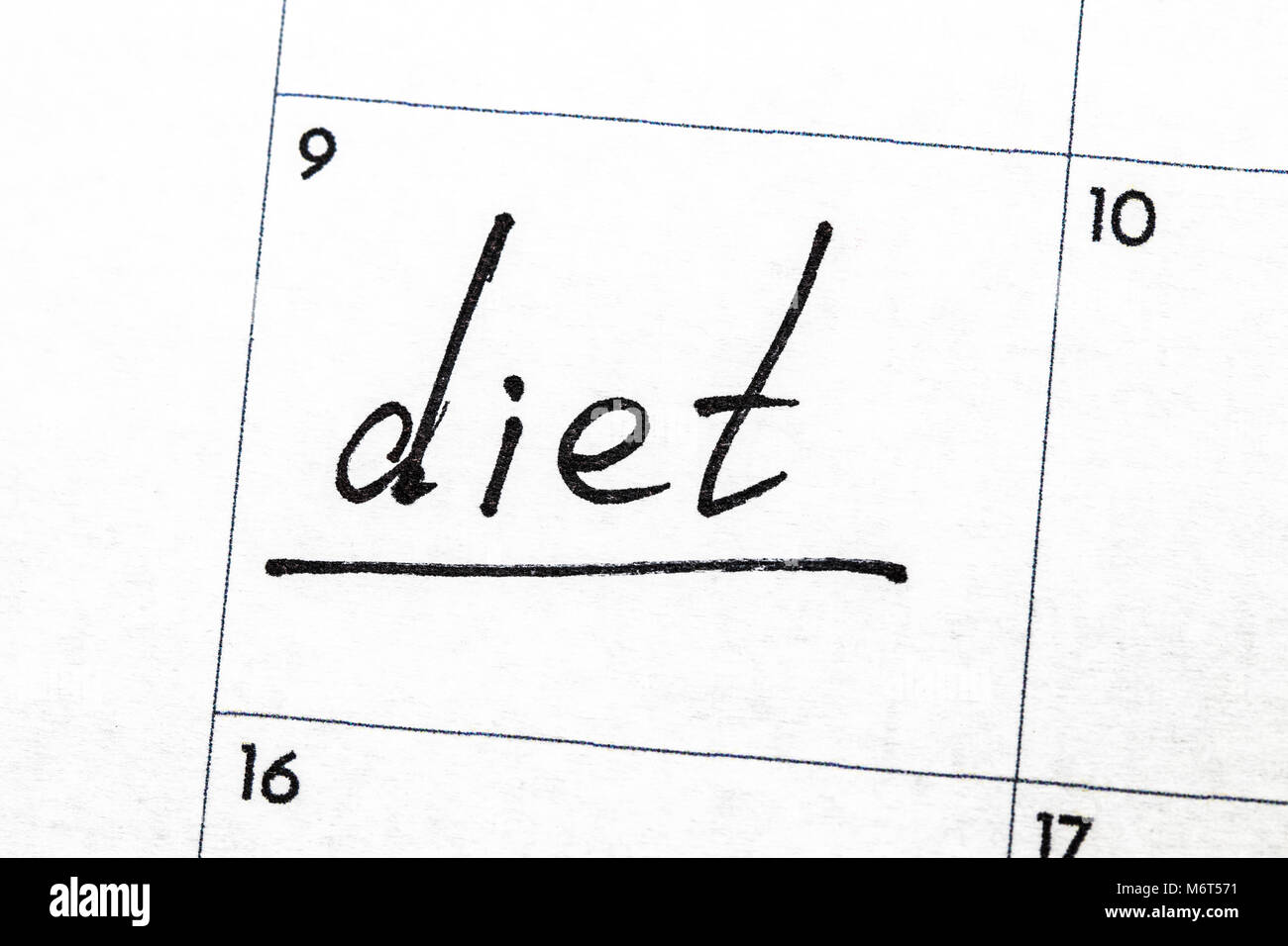 "diet" sign written with a marker on the calendar Stock Photo - Alamy