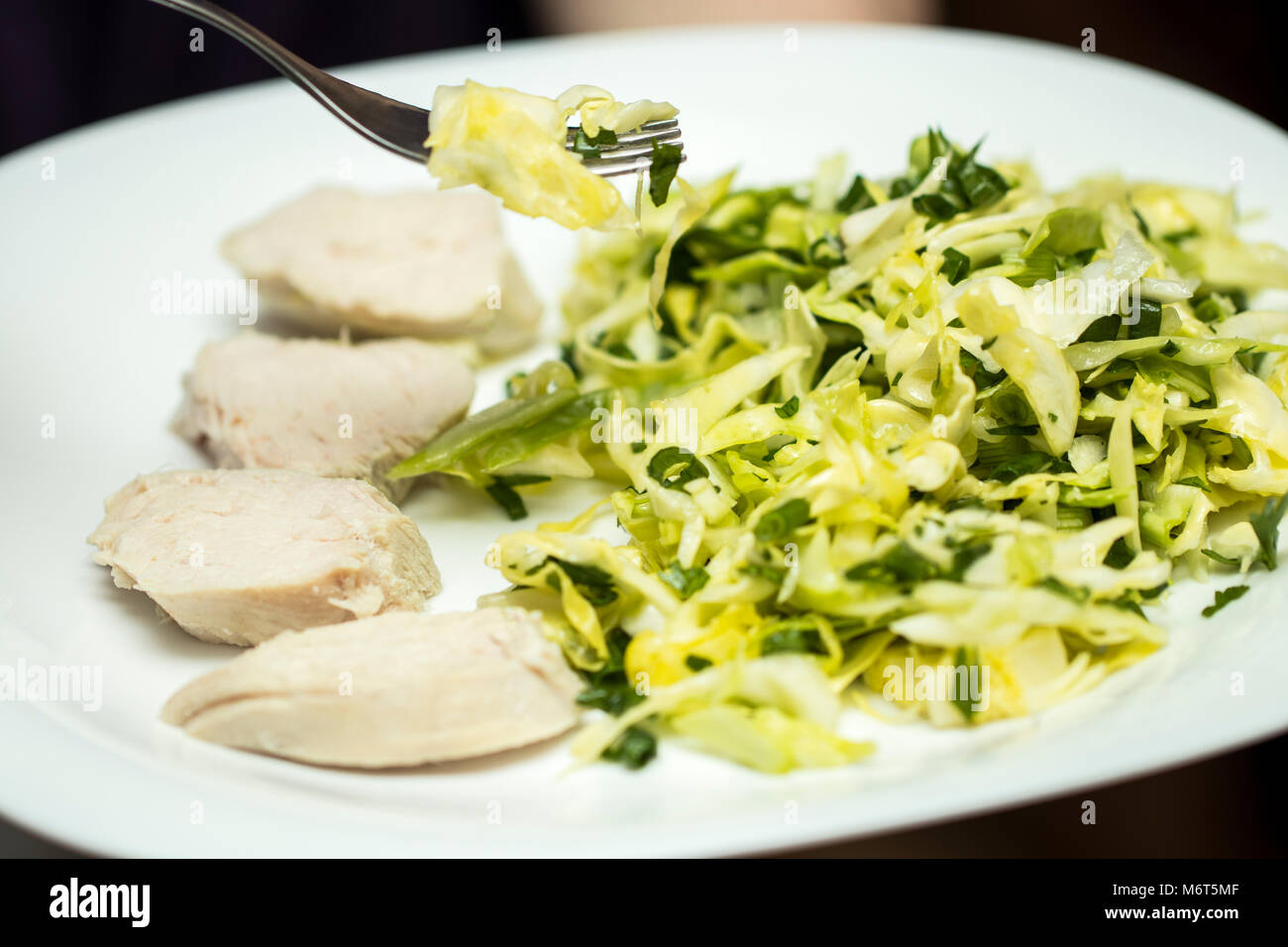 Healthy food - chicken fillet with vegetables on the plate Stock Photo ...