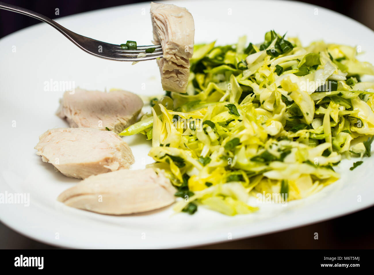 Healthy food - chicken fillet with vegetables on the plate Stock Photo ...