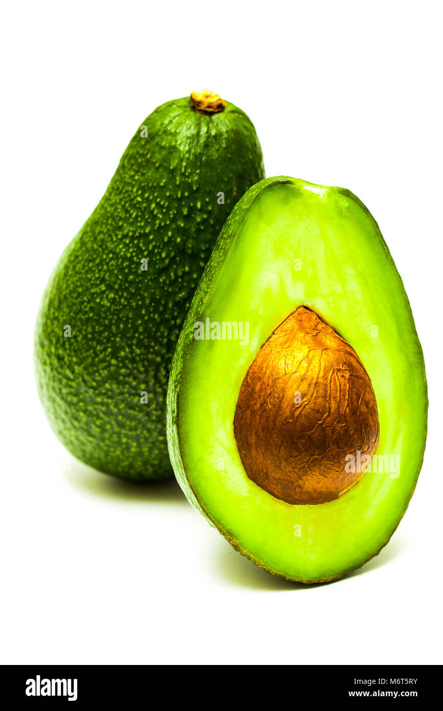 Half of fresh avocado isolated on white Stock Photo - Alamy