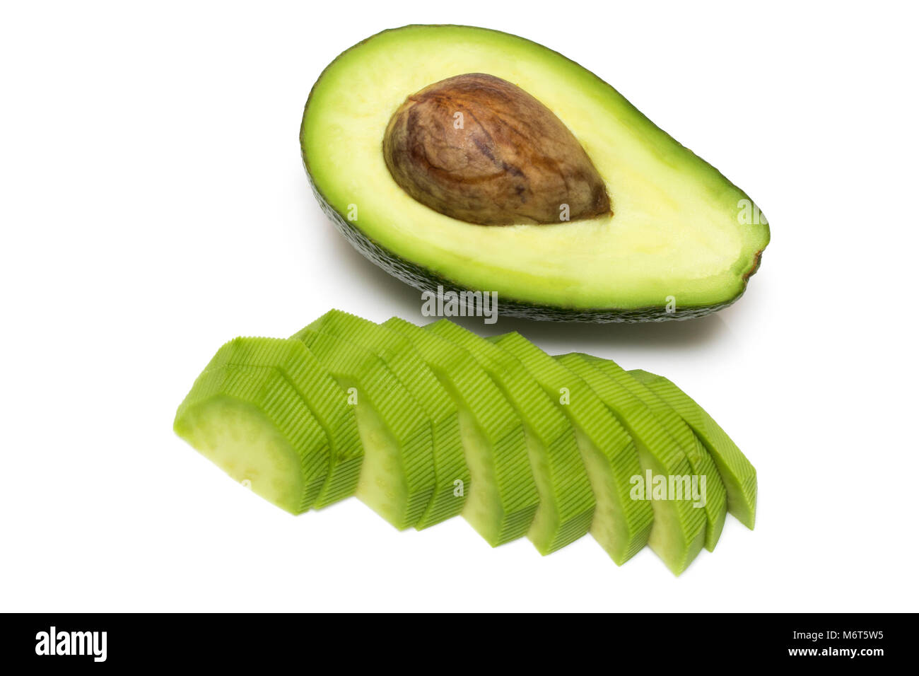 The Avocado slices isolated on white background Stock Photo - Alamy