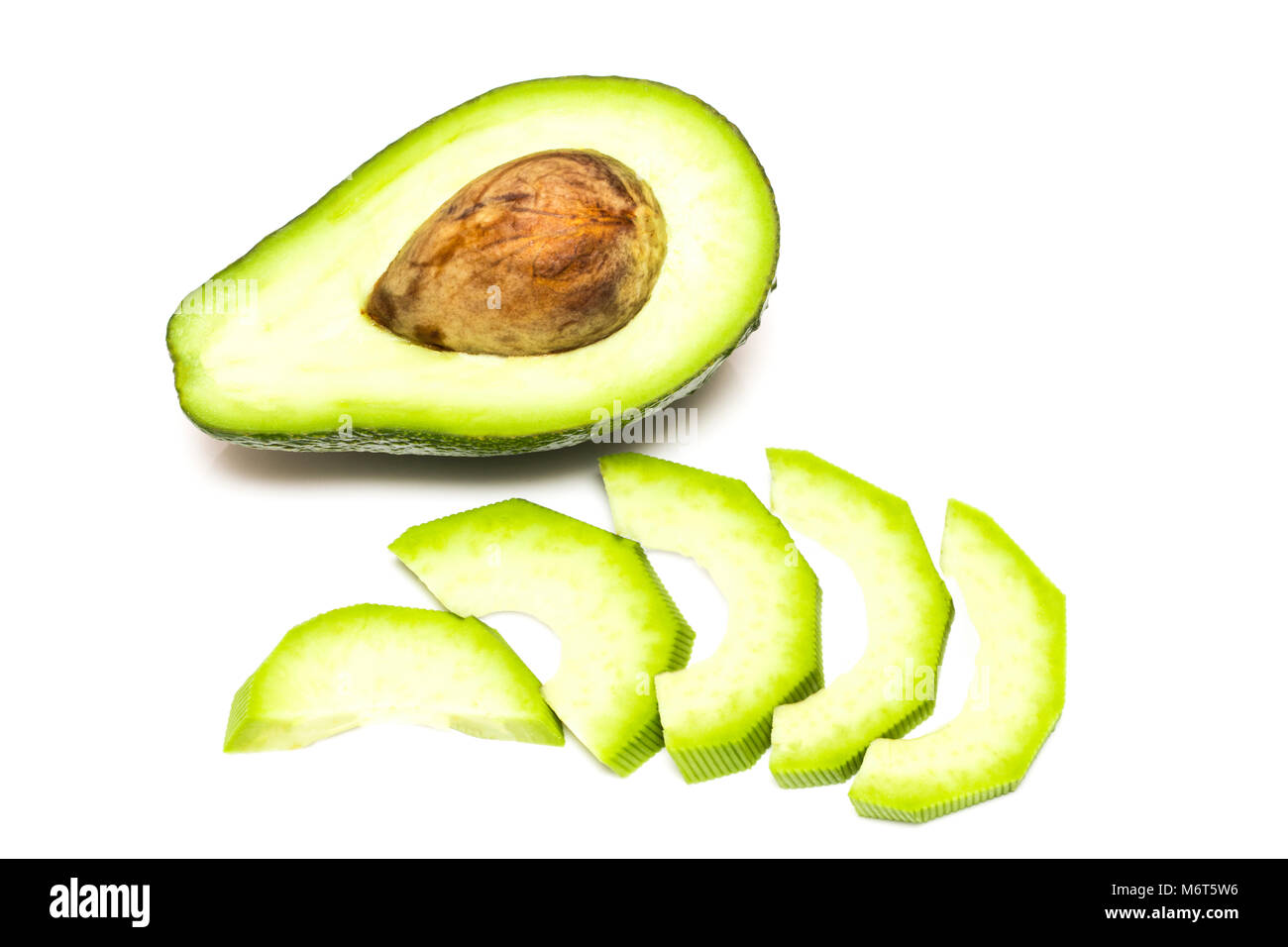 The Avocado slices isolated on white background Stock Photo - Alamy