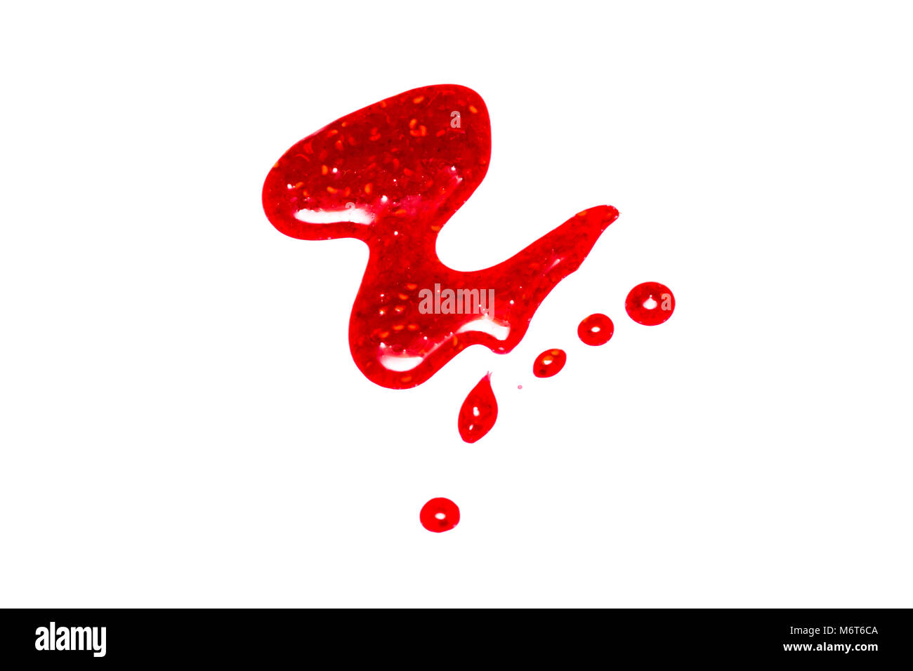 Raspberry jam drizzle isolated on white background from top view Stock ...