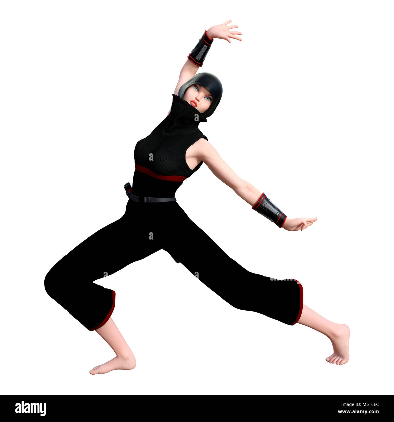 3D rendering of a female ninja isolated on white background Stock Photo ...