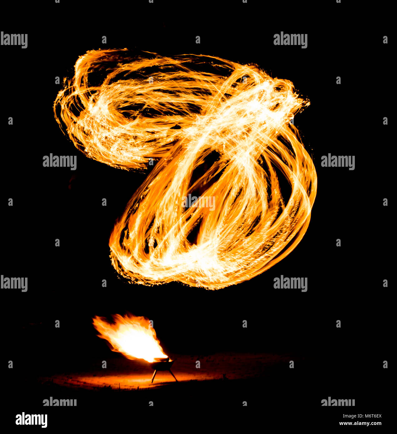 fire show and a lot of the bright sparks in the night Stock Photo - Alamy