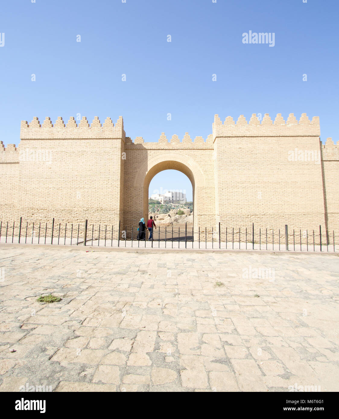 Picture of walls of the ancient city of Babylon in Babil Province South ...