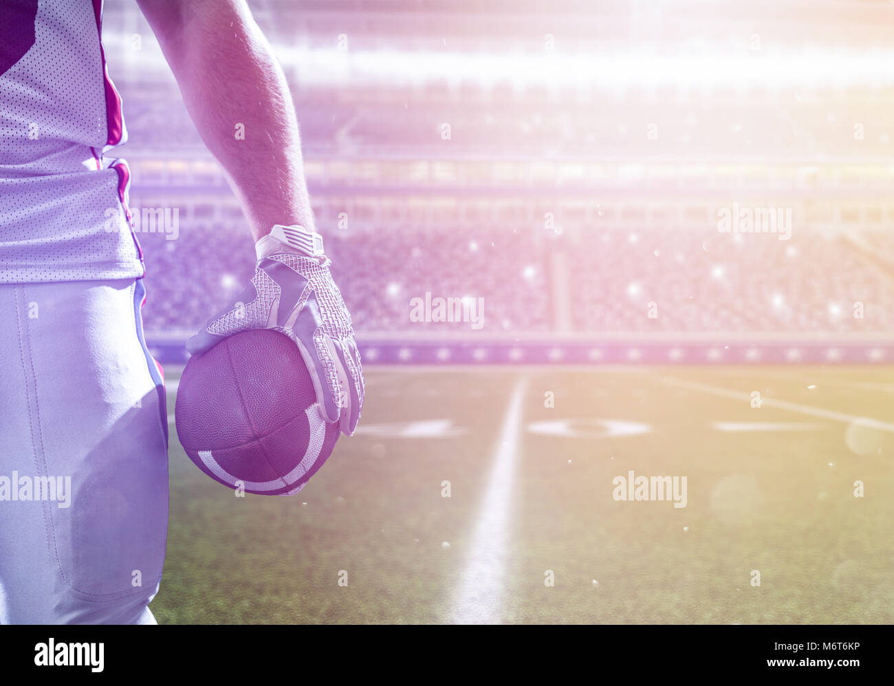 Closeup Portrait of a strong muscular American Football Player on big ...