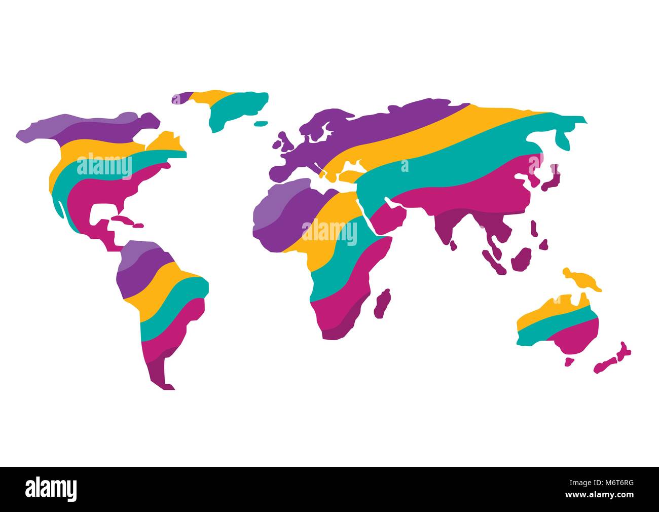 World map colorful continents hi-res stock photography and images - Alamy