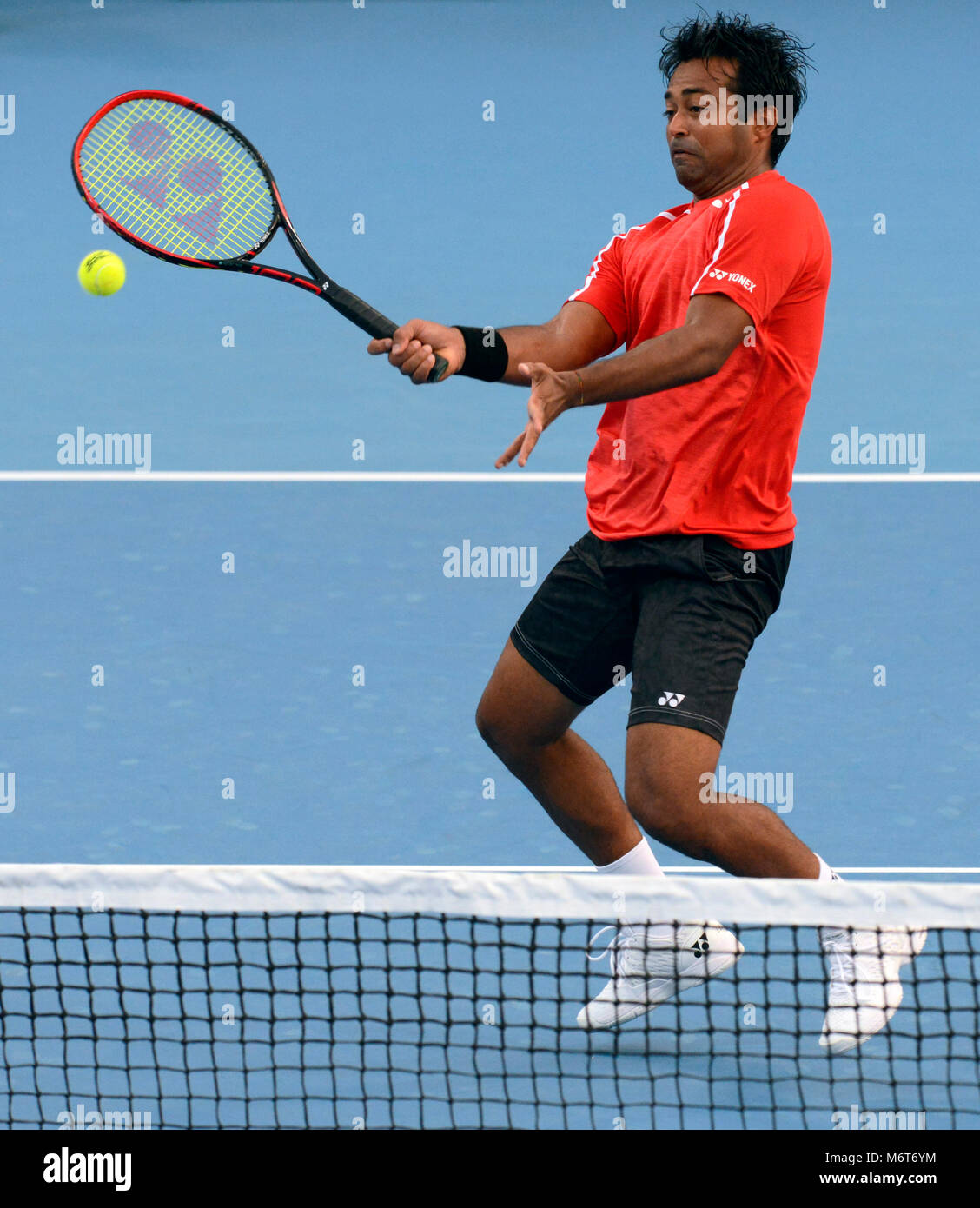 Leander Adrian Paes of India partners Andre Begemann of Germany in the ...