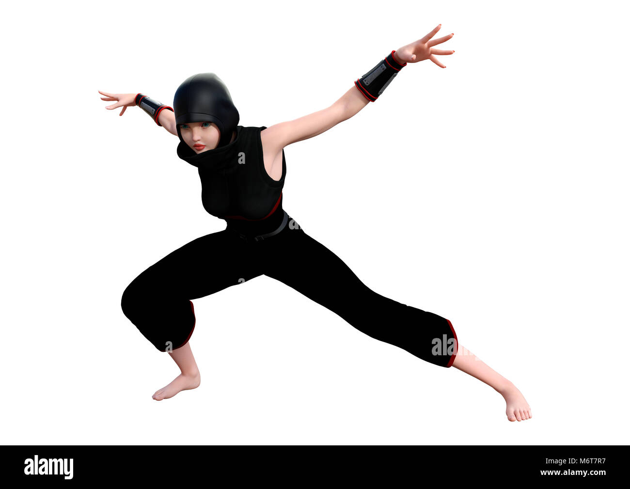 3D rendering of a female ninja isolated on white background Stock Photo ...