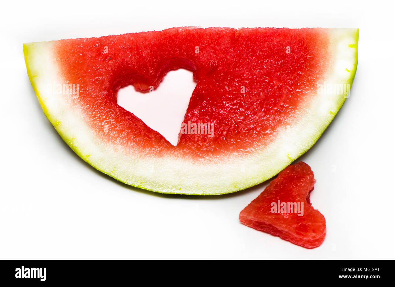 Fresh slice of watermelon with heart isolated on white background Stock ...