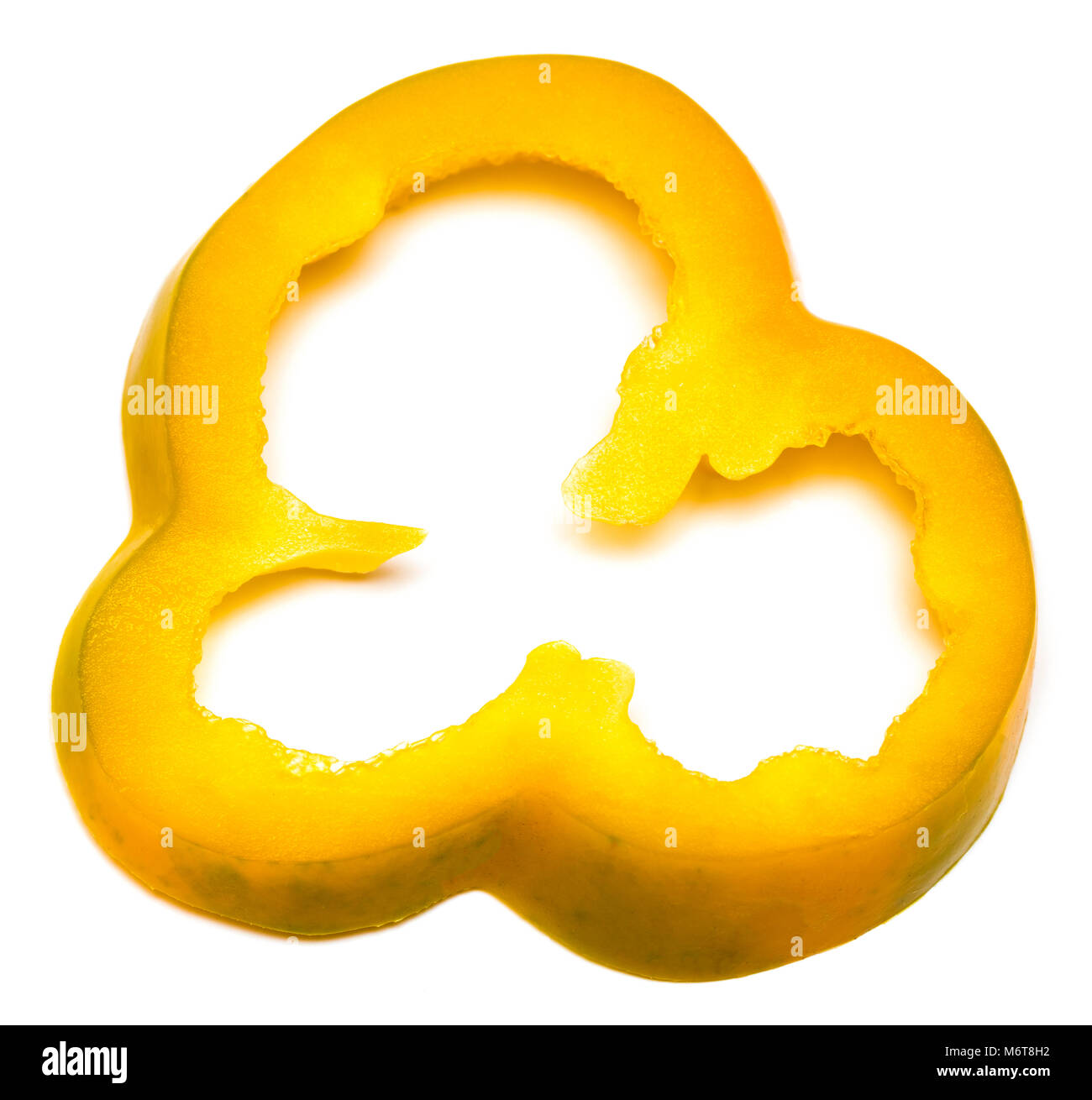 yellow sweet pepper slices isolated on white background Stock Photo - Alamy