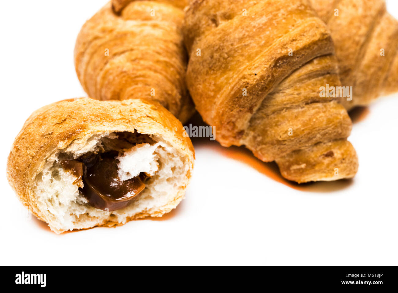 Fresh croissant isolated on white background. Home baking. Sweet Stock ...