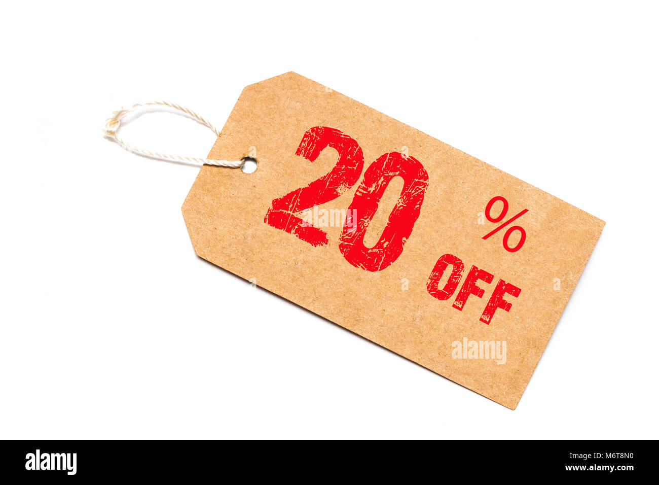 twenty percent discount paper price tag on white background Stock Photo ...