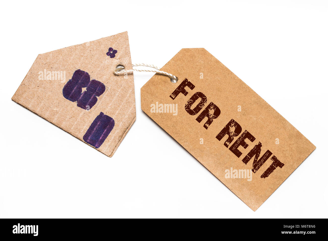 Renting a house label isolated on white background Stock Photo - Alamy