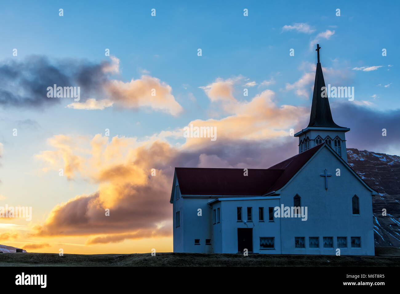 typical Icelandic church in Grundarfjordur, Iceland Stock Photo - Alamy