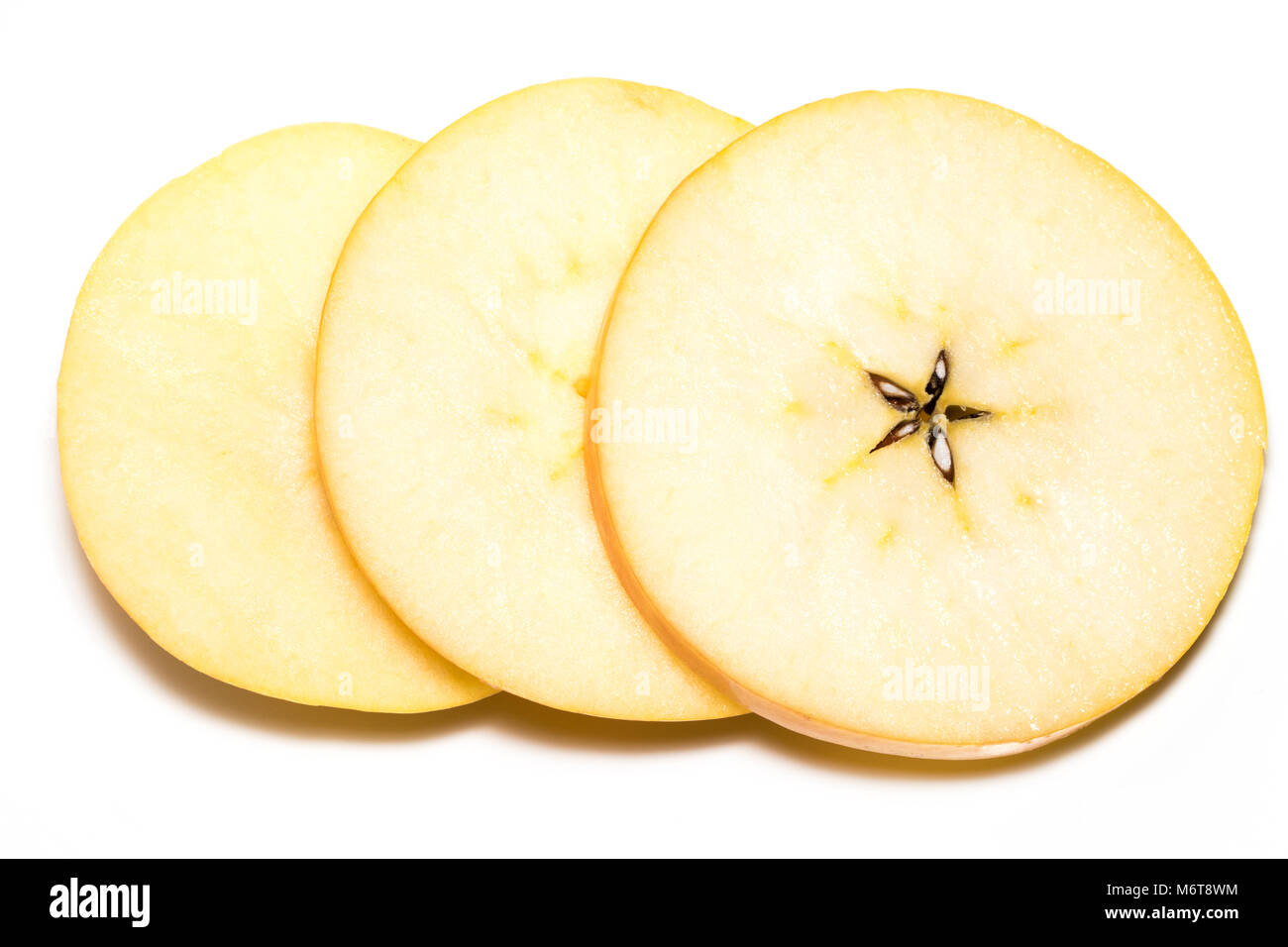 Slice of yellow apple fruit isolated on white background Stock Photo ...
