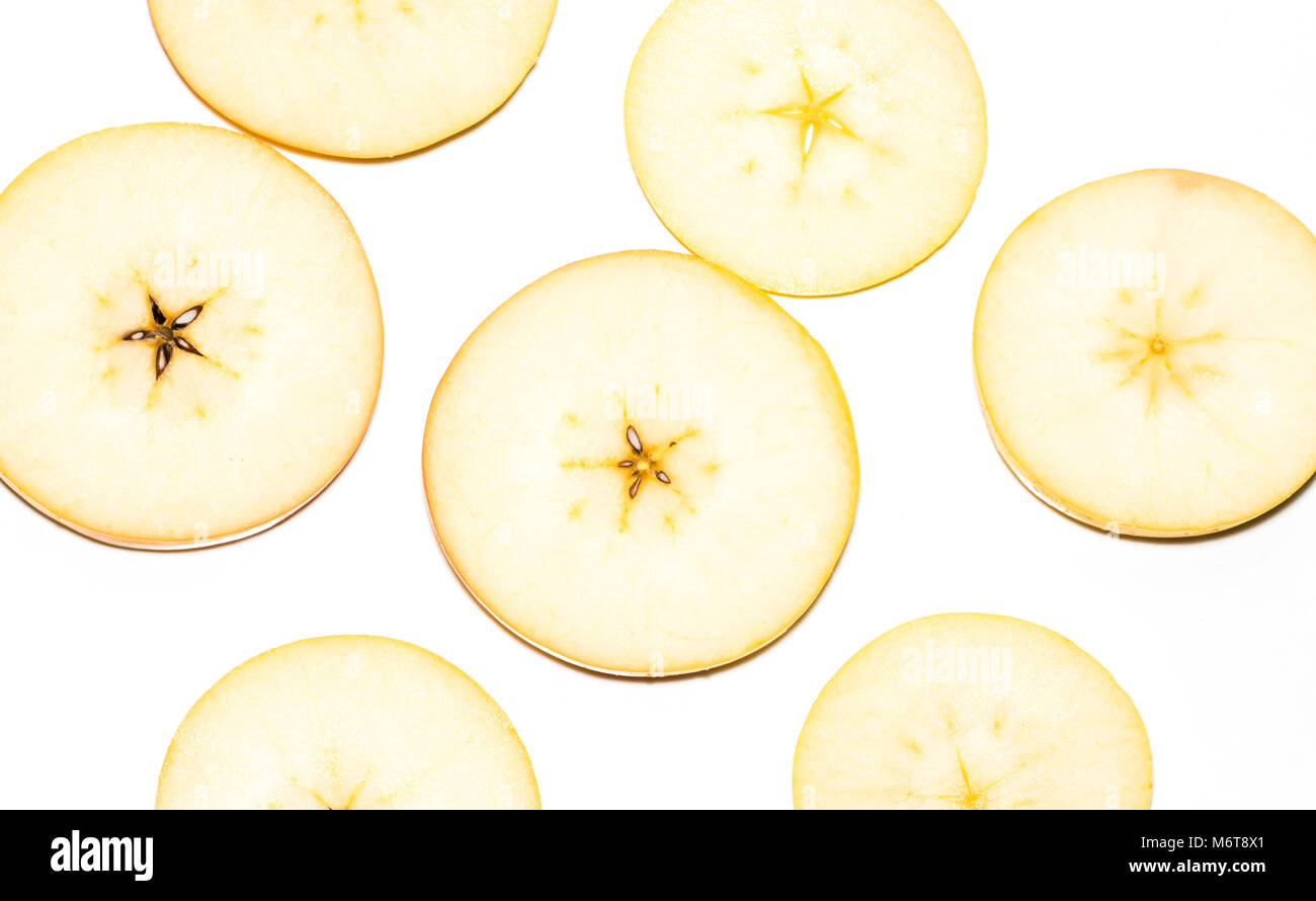 Slice of yellow apple fruit isolated on white background Stock Photo ...