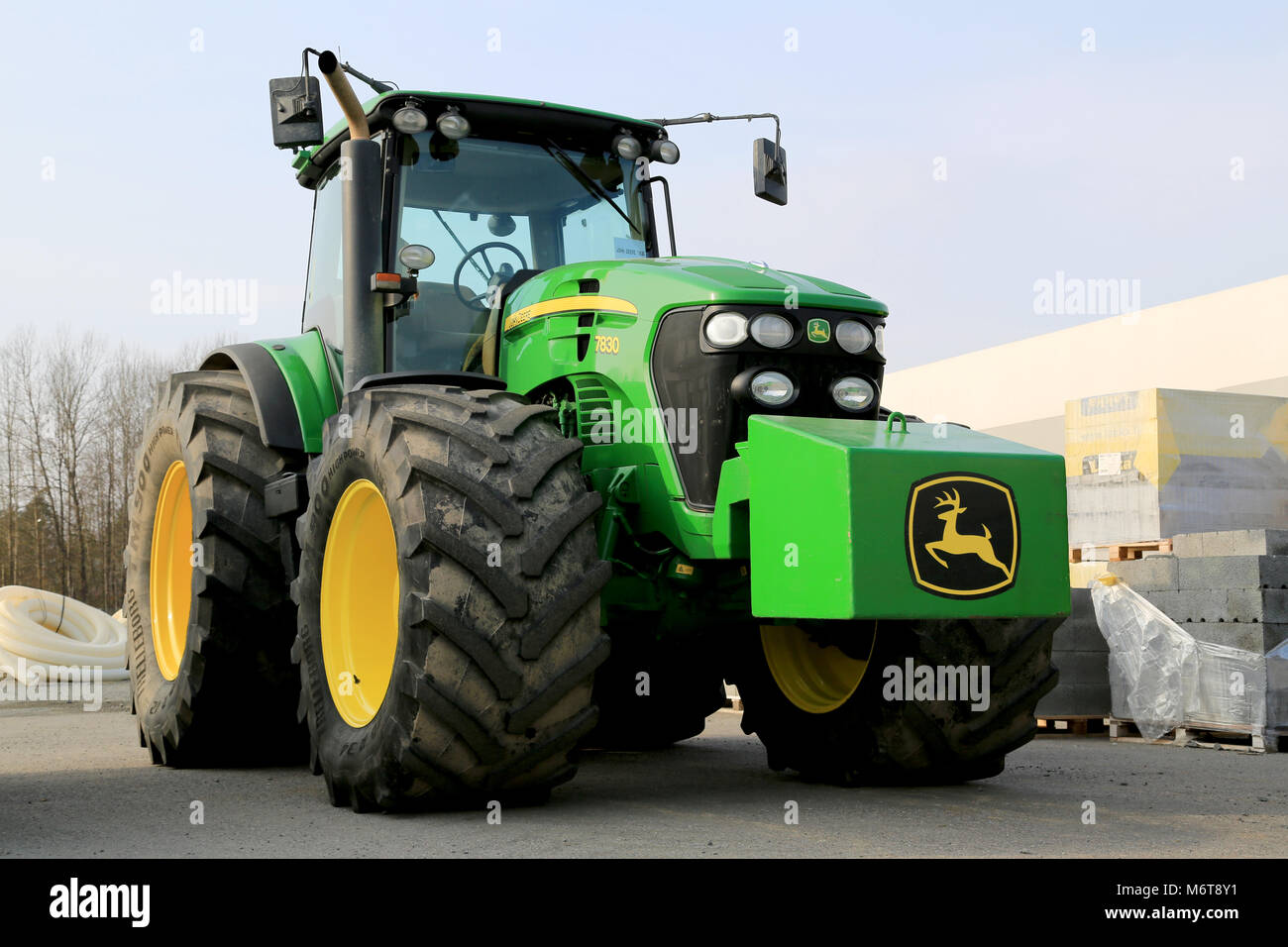 FORSSA, FINLAND - MARCH 1, 2014: John Deere 7830 Agricultural Tractor ...