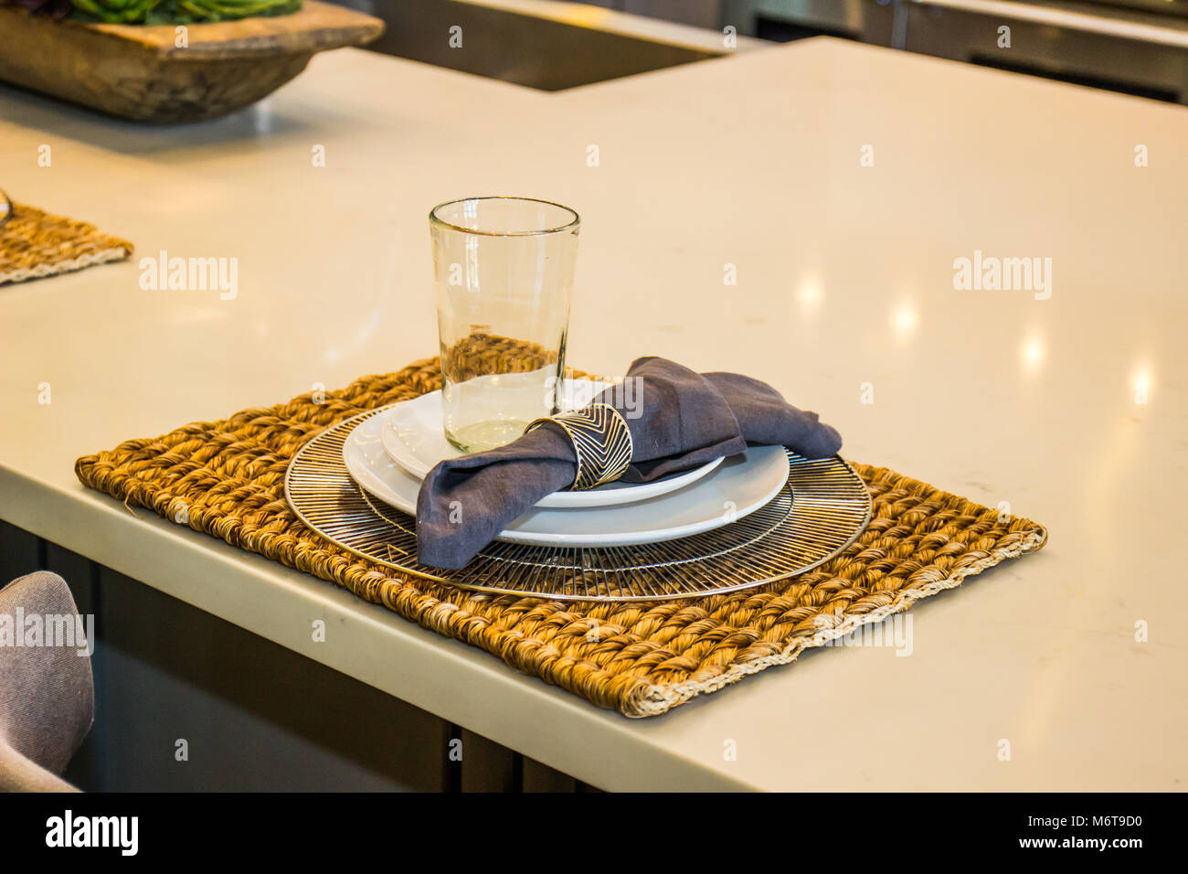 Place Setting On Modern Kitchen Counter Stock Photo - Alamy