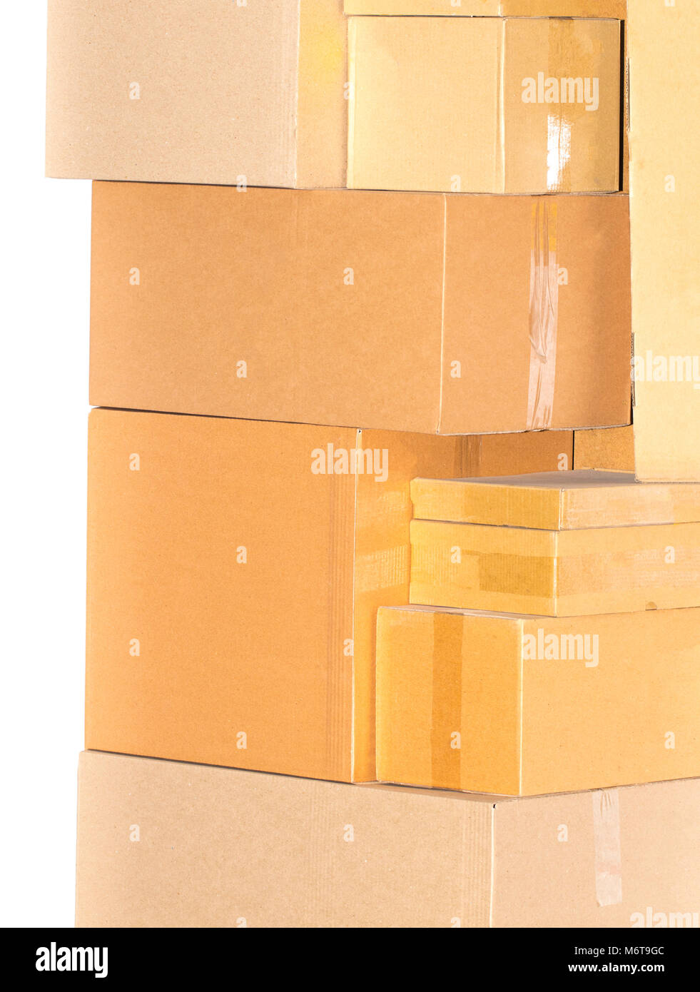 Stacks of cardboard boxes isolated on white background Stock Photo - Alamy