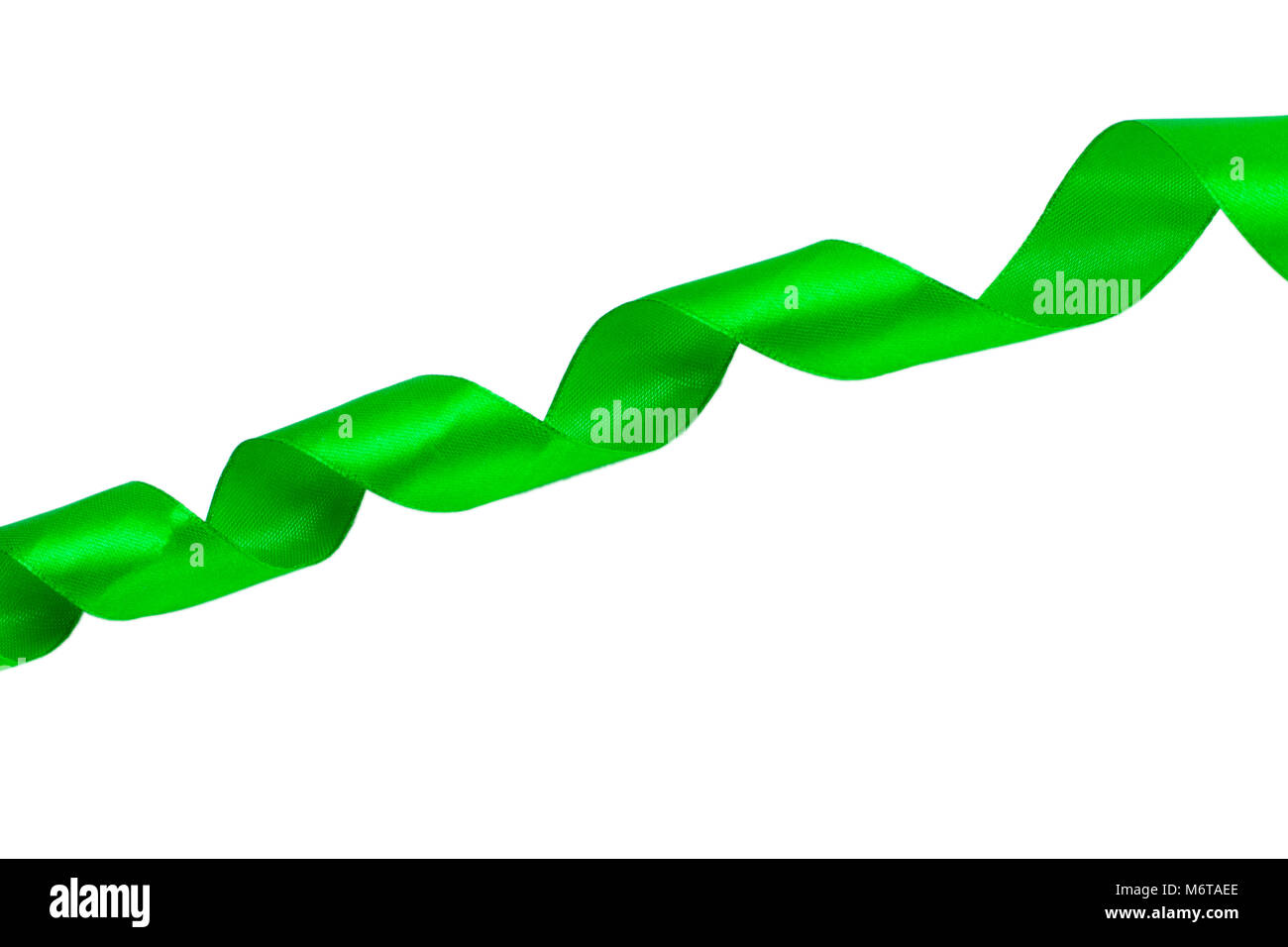 Green satin ribbon isolated on white background with clipping path ...