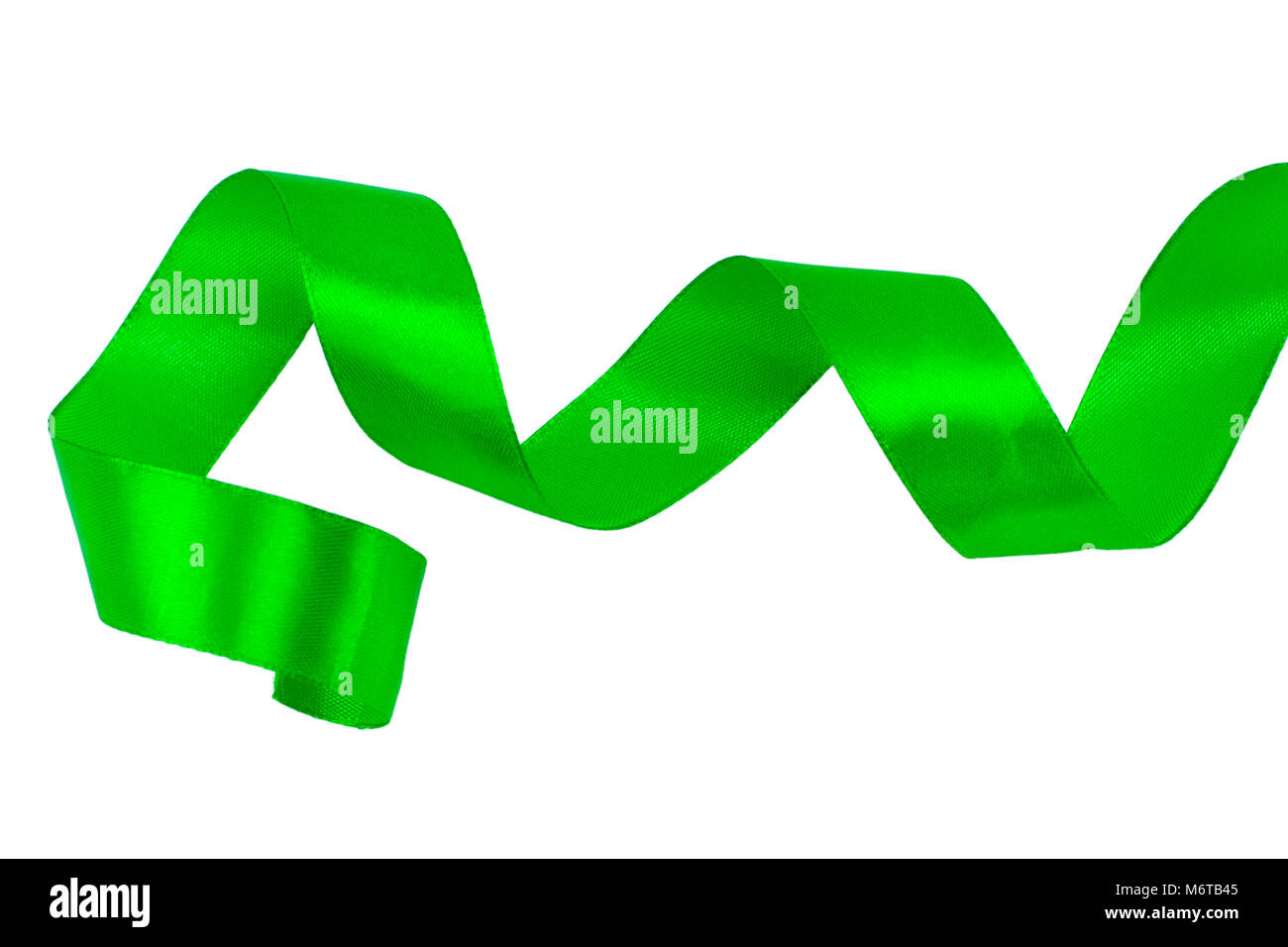 Green satin ribbon isolated on white background with clipping path ...