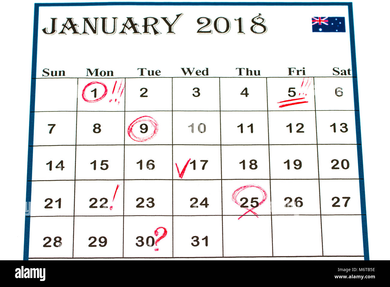 Sheet of wall calendar with red mark on 25 december - Christmas Stock ...