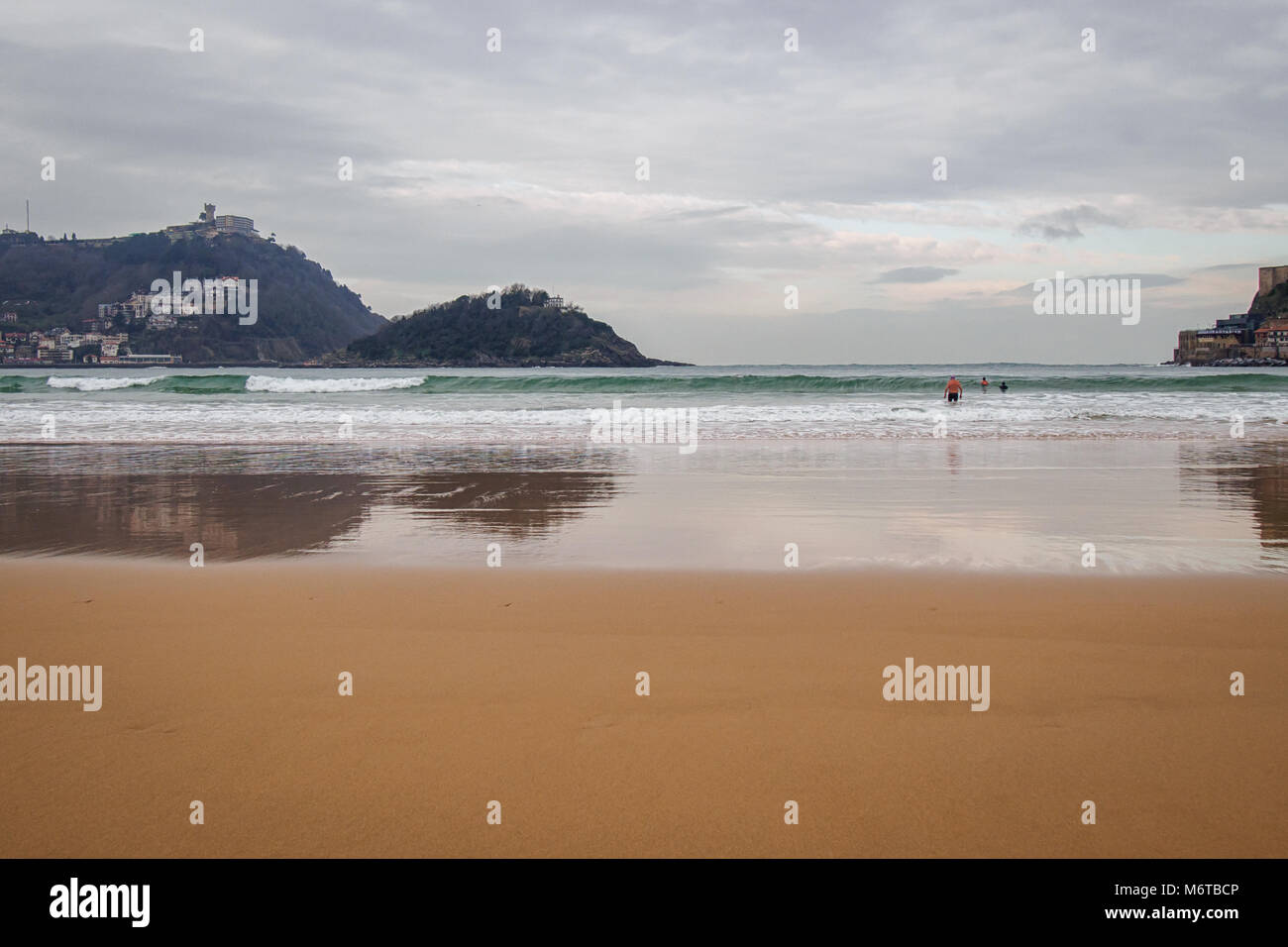 Cloudy winter day at La Concha Beach in San Sebastian, Basque Country ...