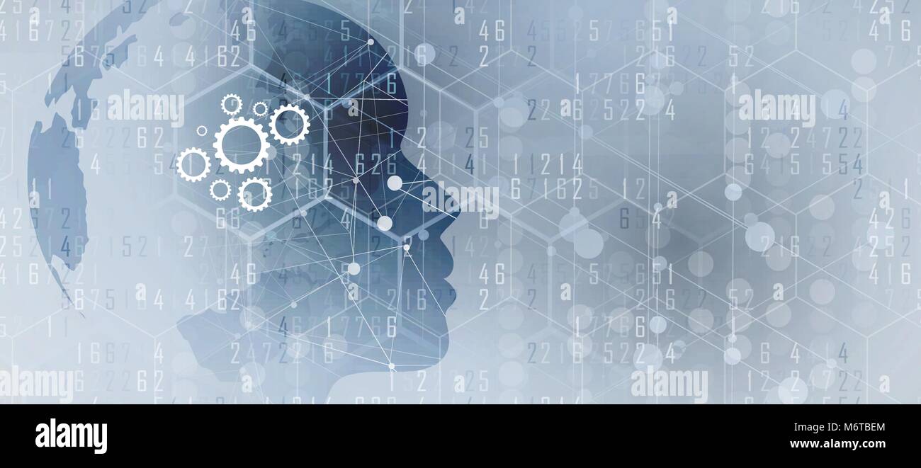 Abstract Artificial intelligence. Technology web background. Virtual ...