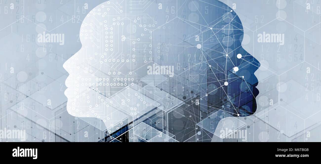 Abstract Artificial intelligence. Technology web background. Virtual ...