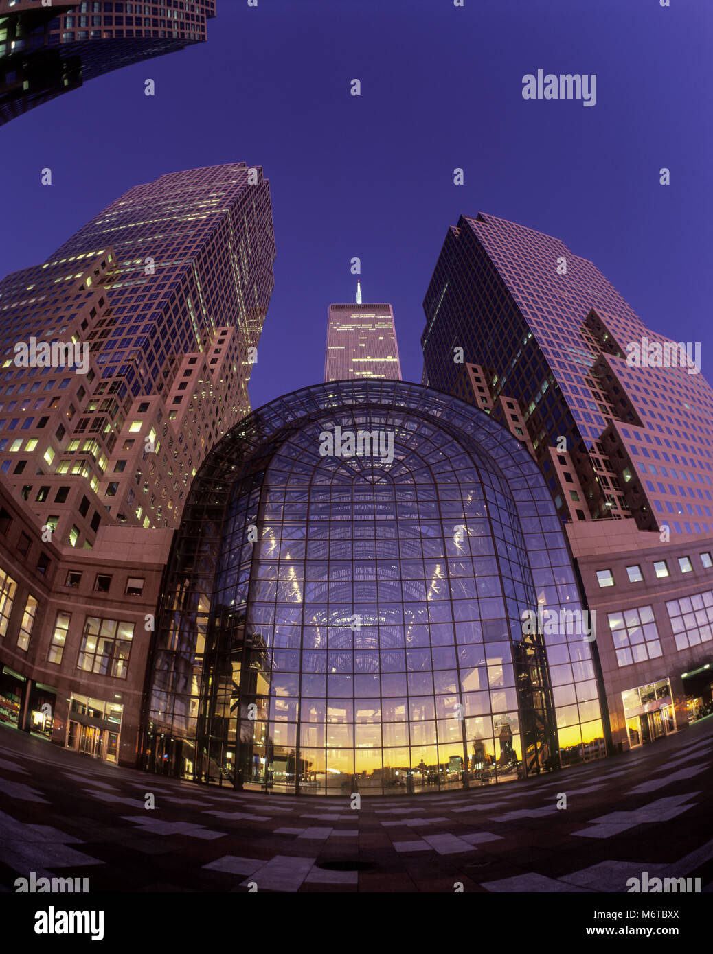 Twin Towers New York Sunset Stock Photos & Twin Towers New York Sunset ...