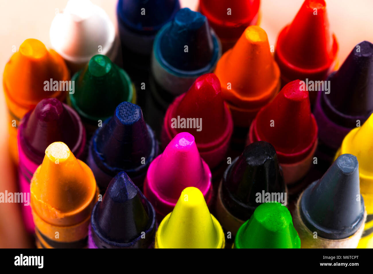 Group of Stacked Pile of Crayons Top View Stock Photo - Alamy