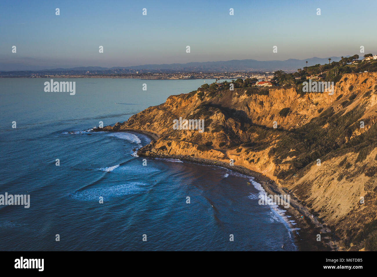 Beautiful view of giant bluffs and homes of Flat Rock Point at sunset ...