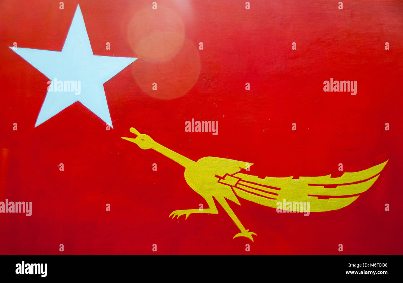 The insignia of the National League for Democracy (NLD), a popular ...